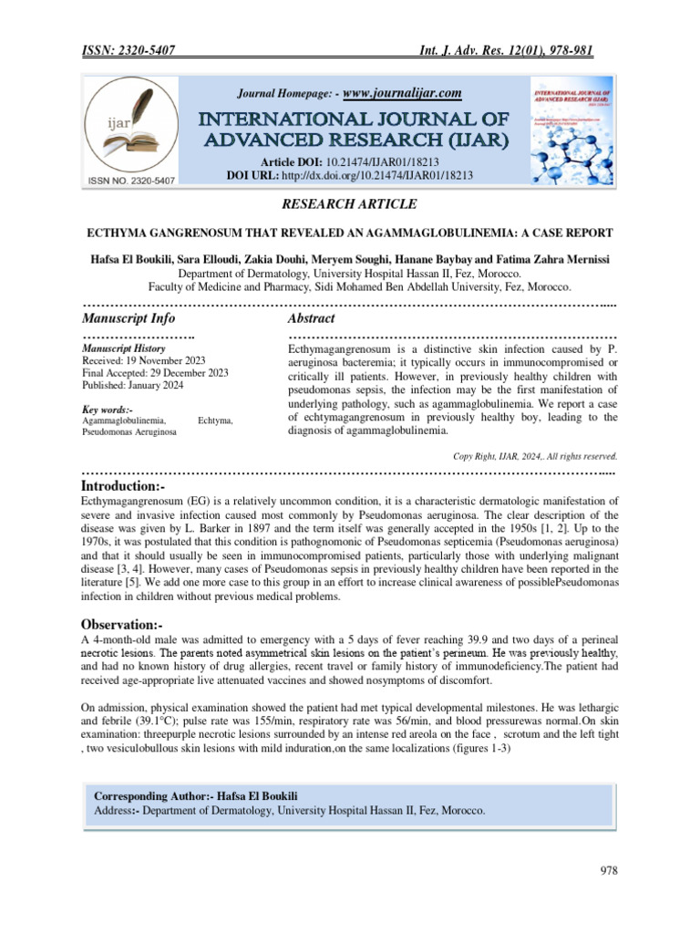 Pediatric Ecthyma Gangrenosum Case | PDF | Pseudomonas Aeruginosa ...