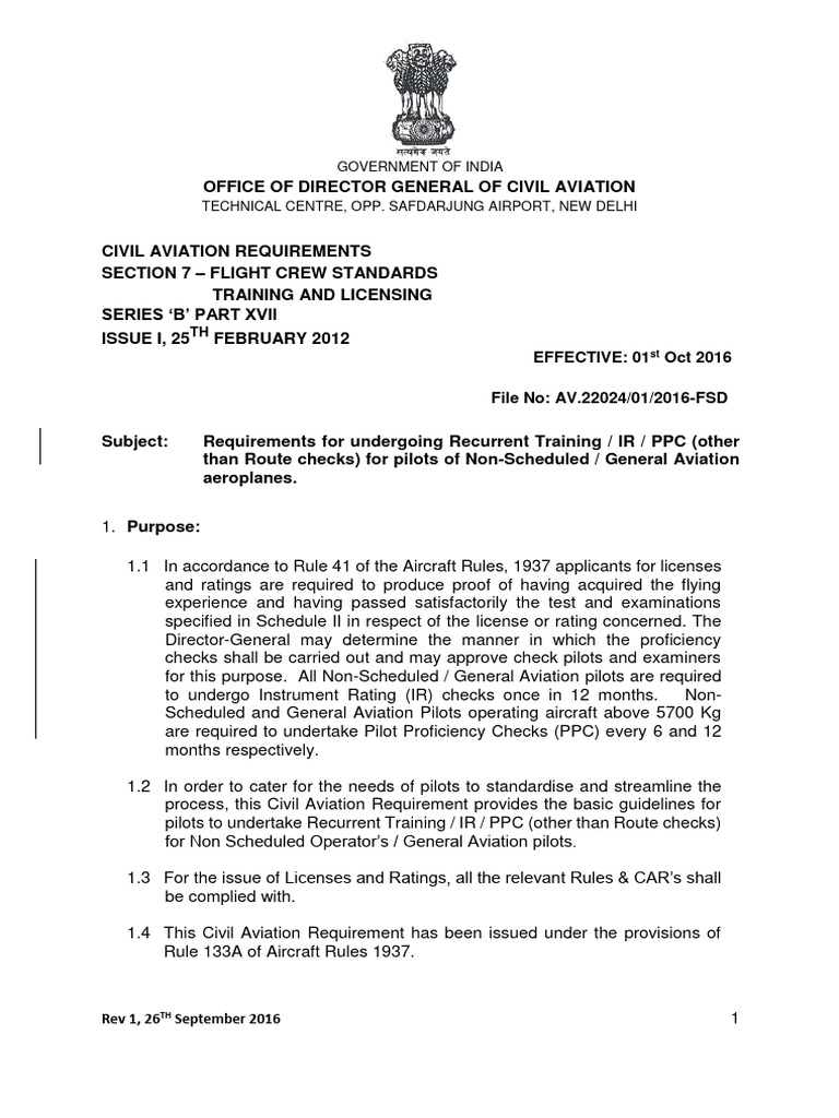 Car 7 B Xvii Ir PPC (Not Important) | PDF | Flight Instructor | Aviation