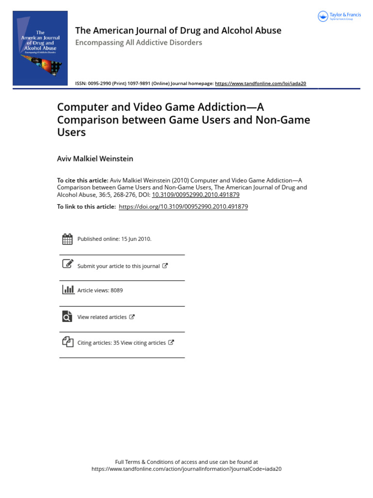 Computer and Video Game Addiction A Comparison Between Game Users and ...