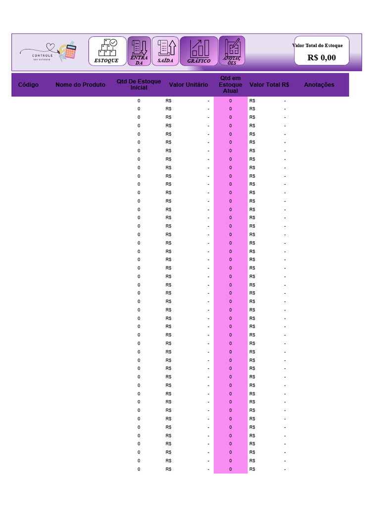 Planilha Controle de Estoque | PDF