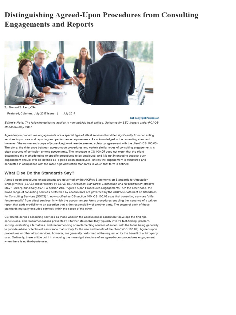 Distinguishing Agreed-Upon Procedures From Consulting Engagements and ...