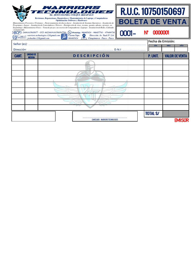 Boleta | PDF | Tecnologías de la información | Equipo de oficina