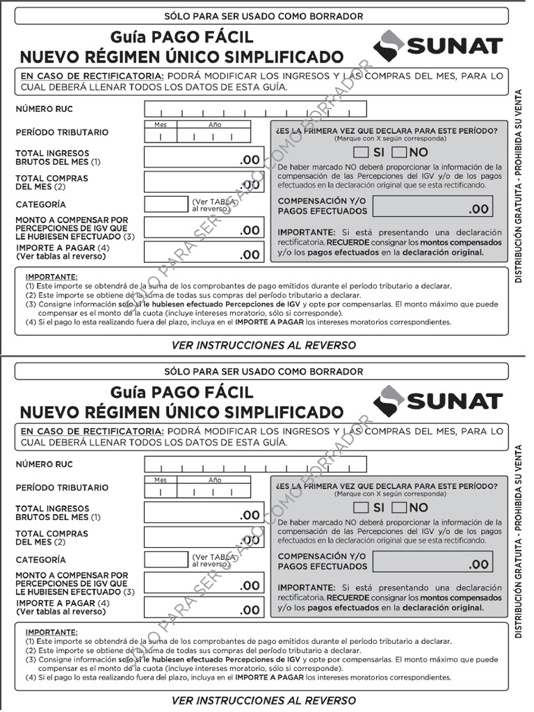 Guia de Pago SUNAT | PDF