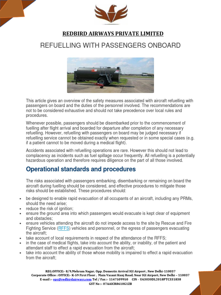 Refueling With Pax On Board | PDF | Jet Fuel | Flight Attendant
