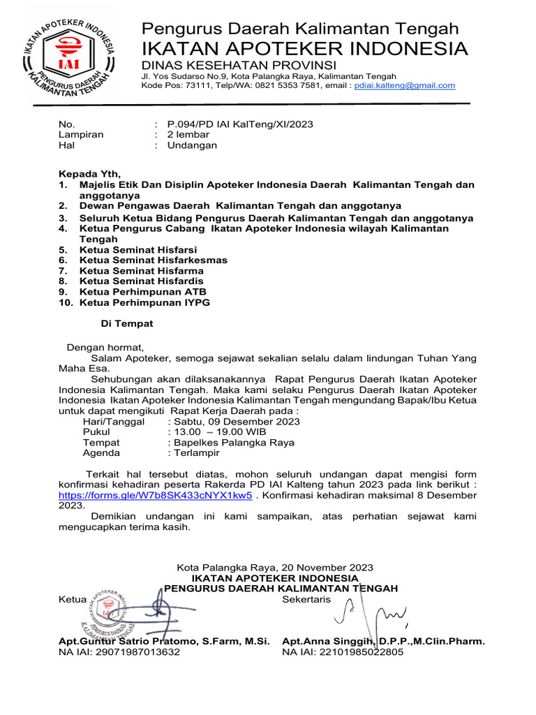 Undangan Rakerda | PDF