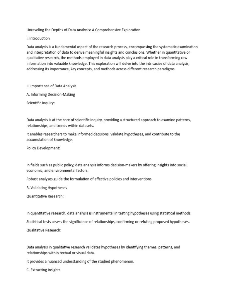 Unraveling The Depths of Data Analysis | PDF | Data Analysis | Statistics Unraveling The Depths of Data Analysis | PDF | Data Analysis | Statistics