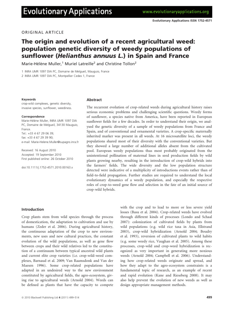 Evolutionary Applications - 2010 - Muller - The Origin and Evolution of ...