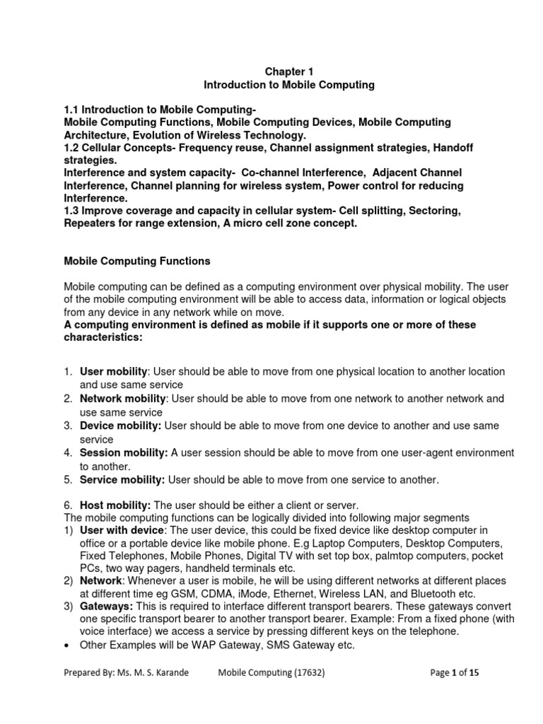 chapter-1-introduction-to-mobile-computing | PDF | Cellular Network | Mobile Phones