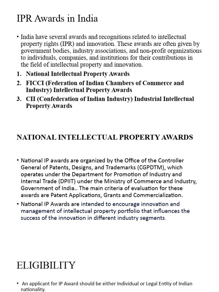 IPR Awards in India | PDF | Intellectual Property | Patent