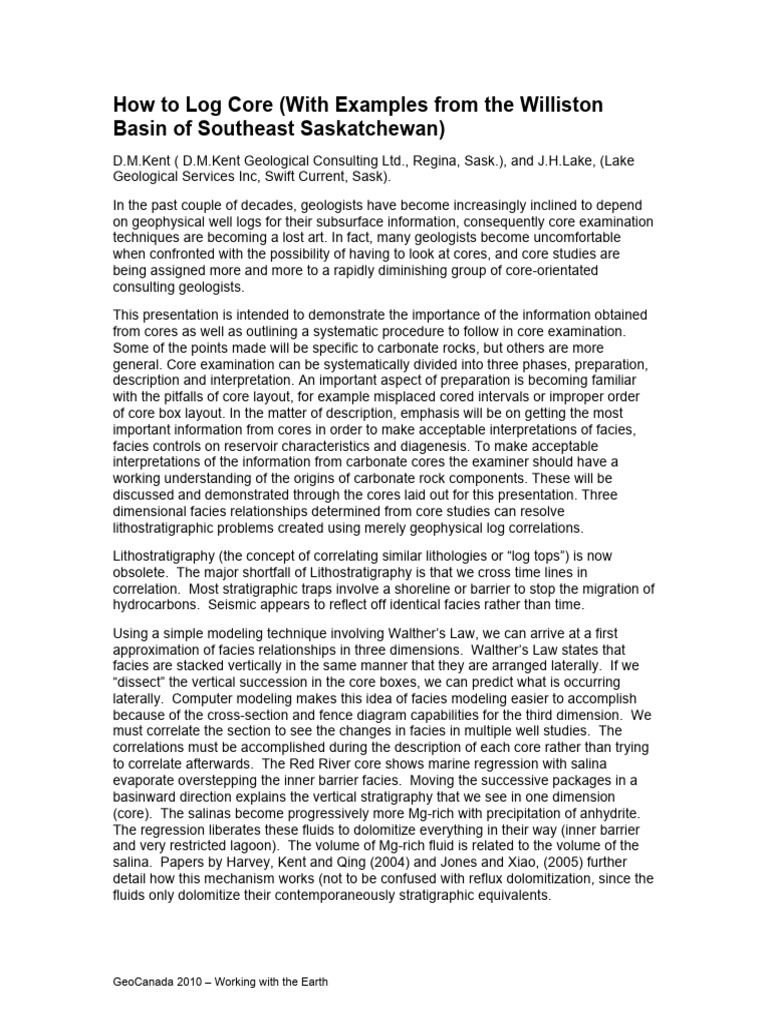 Core Logging for Geologists | PDF | Limestone | Geology