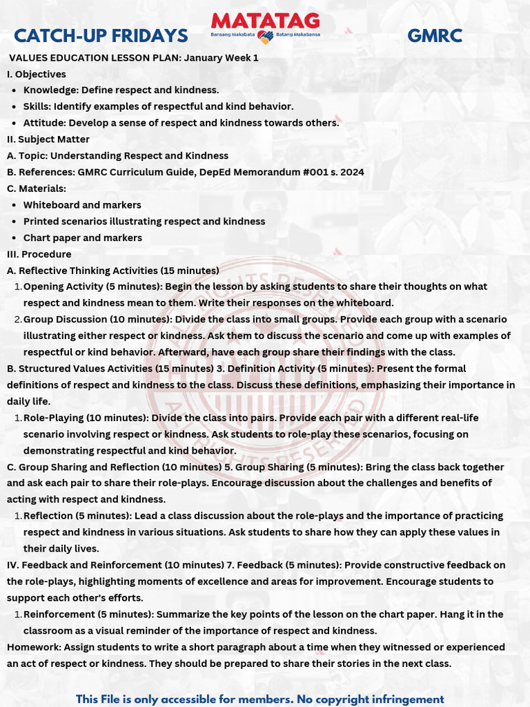 GMRC and Values Education Grade 5 | PDF | Lesson Plan | Empathy