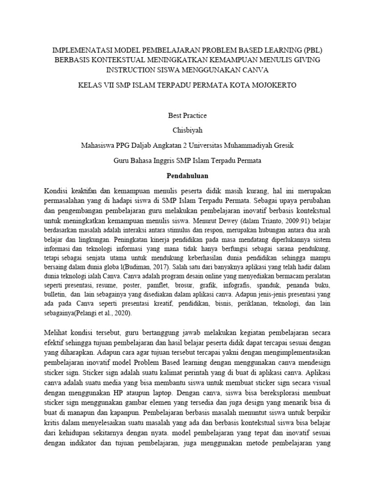 PBL Kontekstual dengan Canva | PDF