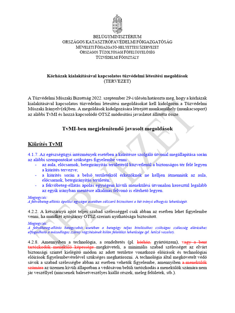 Kórházak Tűzvédelmi Kialakításai Tervezet - Köröztetés | PDF
