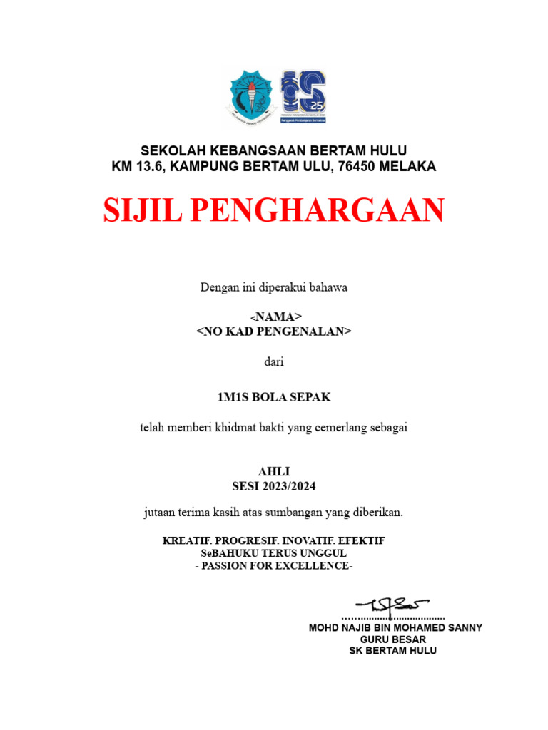 Sijil Penghargaan Ajk | PDF