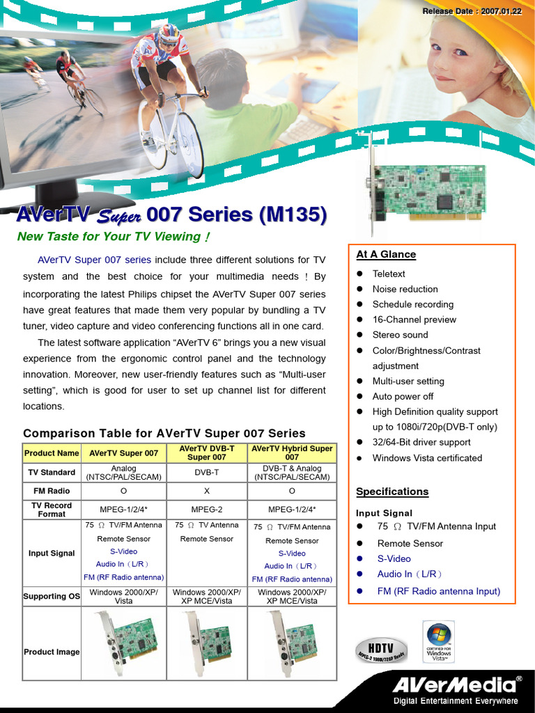 AVerTV Super 007 Series (M135) - DVBT | PDF | Video | Television Technology