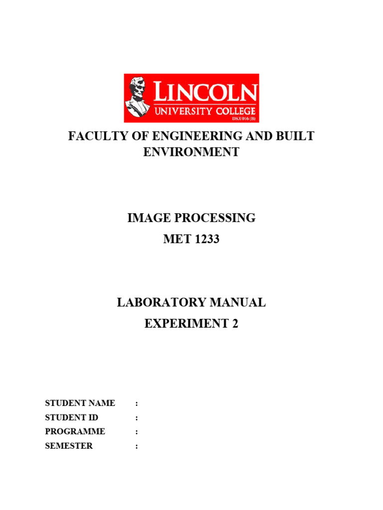 Lab Experiment 2 - MET1233 | PDF | Vision | Image Processing Lab Experiment 2 - MET1233 | PDF | Vision | Image Processing