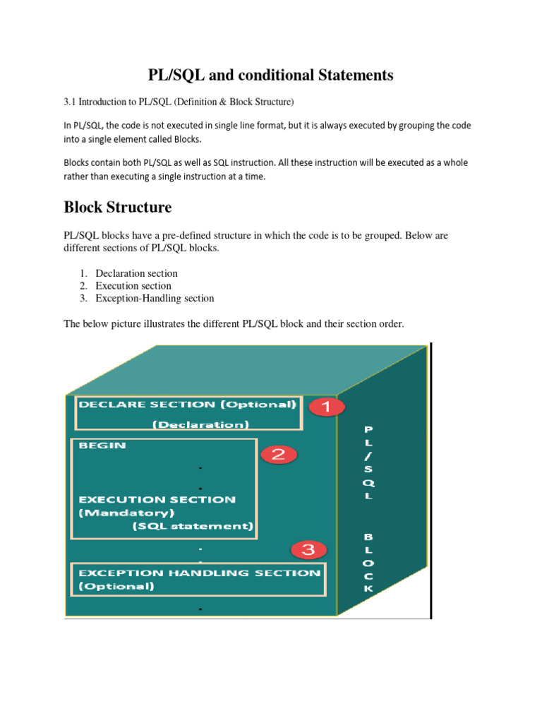 UNIT 3 PLSQL and Conditional Statements | PDF
