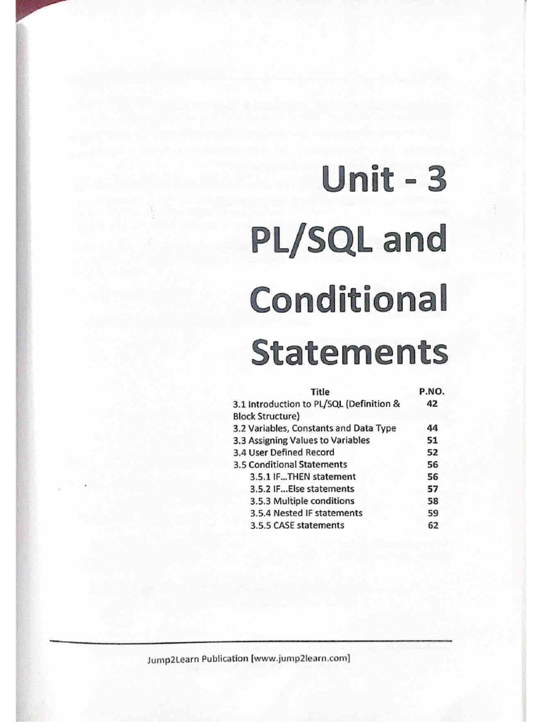 CH - 3 PLSQL and Condition Statements | PDF