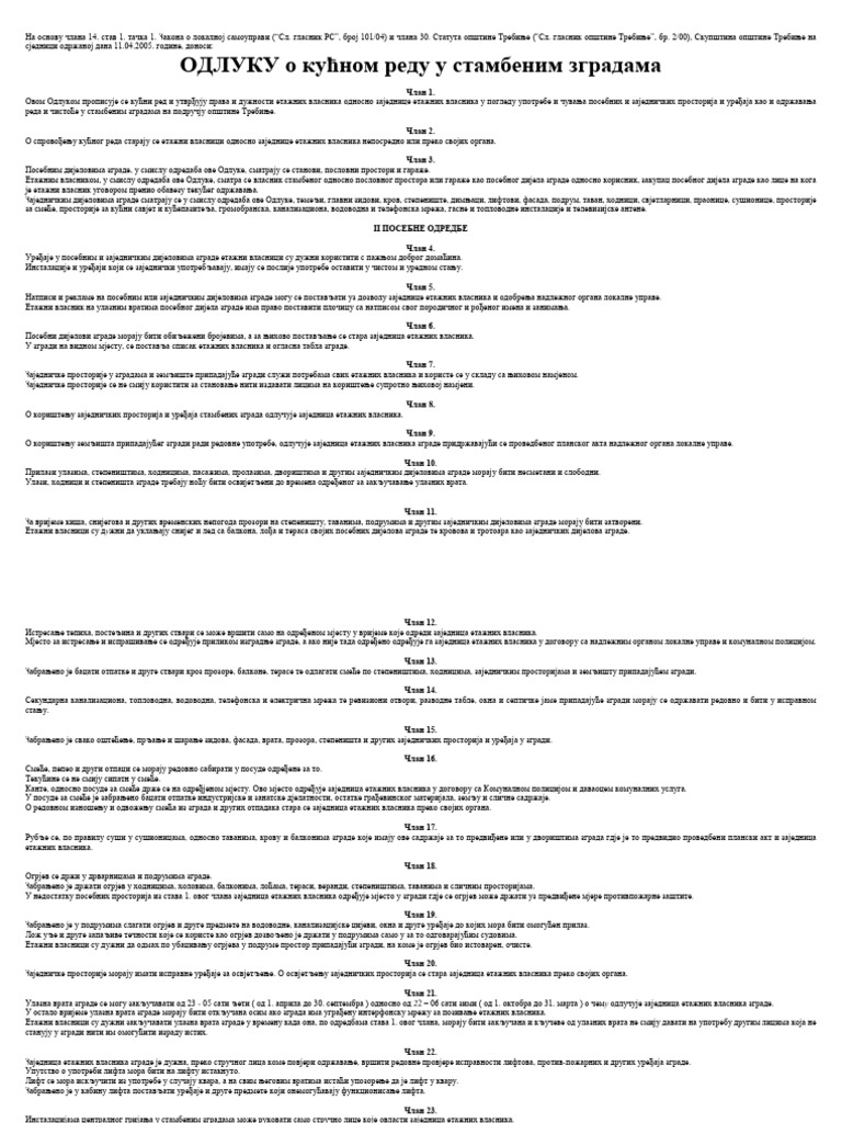 Odluka o Kucnom Redu | PDF