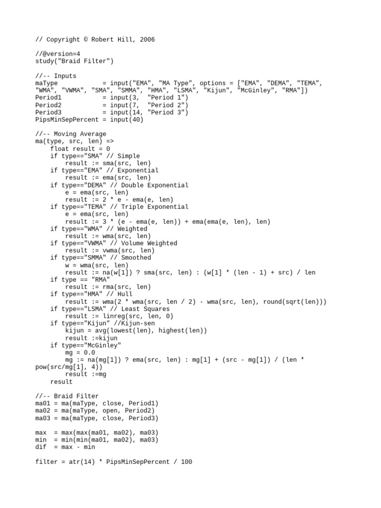 Braid Filter Moving Average Script | PDF