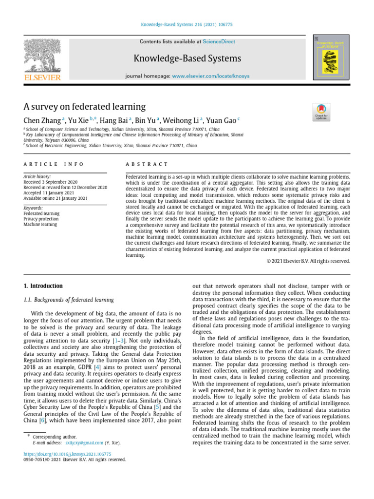 1 s2.0 S0950705121000381 Main | PDF | Privacy | Machine Learning