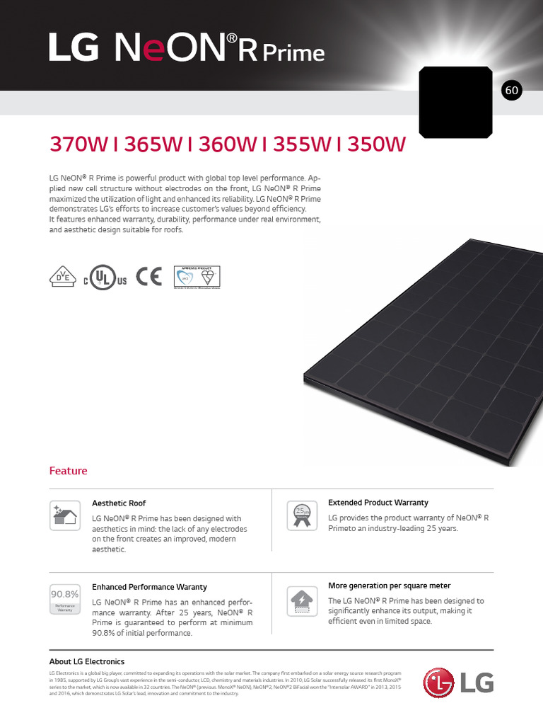 NeonR Prime 60 V5 90812 | PDF | Solar Cell | Photovoltaics