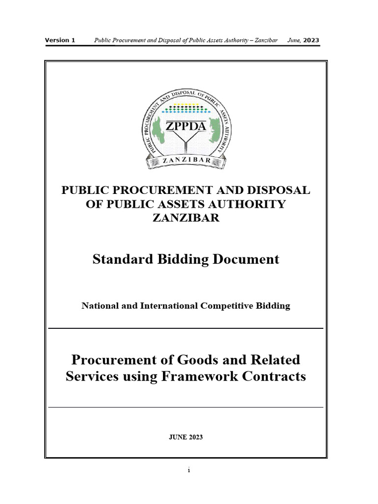 SBD For Frame Work Contract 1 | PDF | Procurement | Specification (Technical Standard)