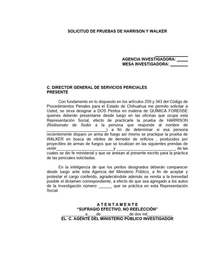 Solicitud de Pruebas de Harrison y Walker | PDF