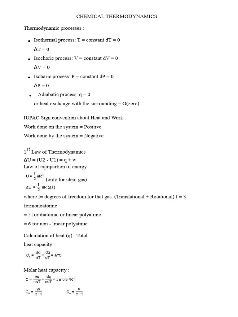 Formula Sheet Thermodynamics | Download Free PDF | Gibbs Free Energy ...