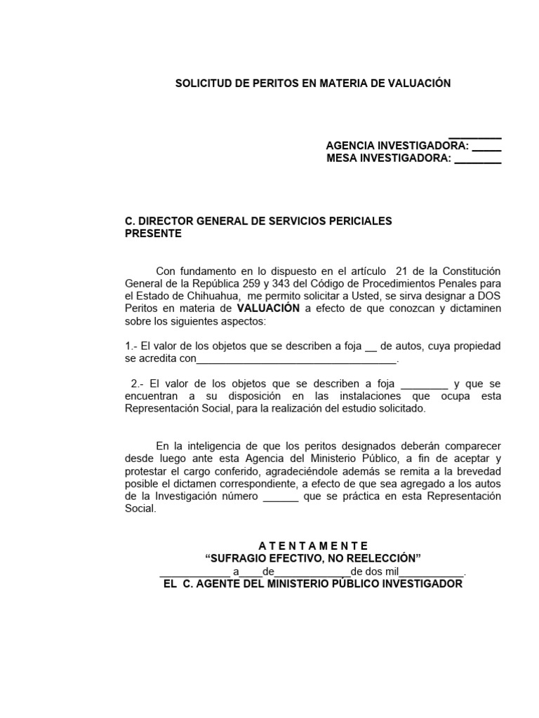 Solicitud de Peritos Valuadores en Chihuahua | PDF