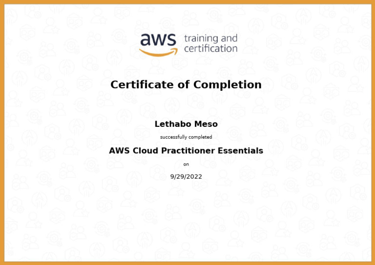 Cloud Practicioner Essentials Aws Course Completion Certificate Pdf