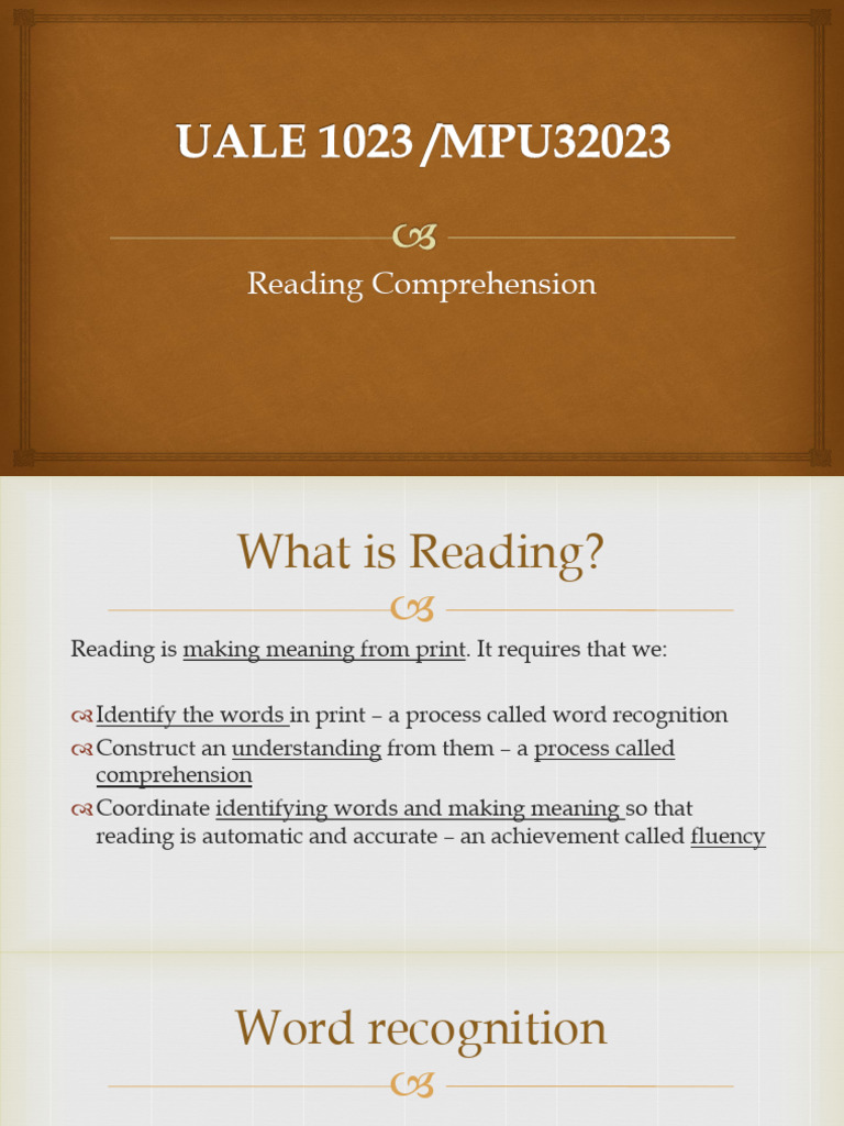 L2-Reading Comprehension 1 | PDF | Speed Reading | Reading Comprehension