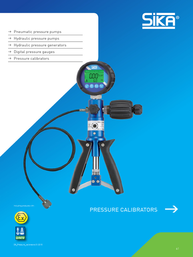 Ds Pressure Calibrators | PDF | Pressure Measurement | Calibration