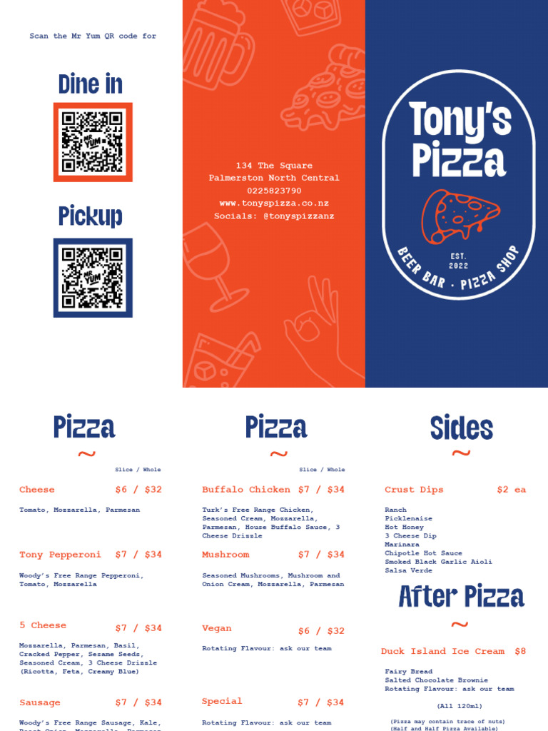 Tonys Pizza Menu | PDF