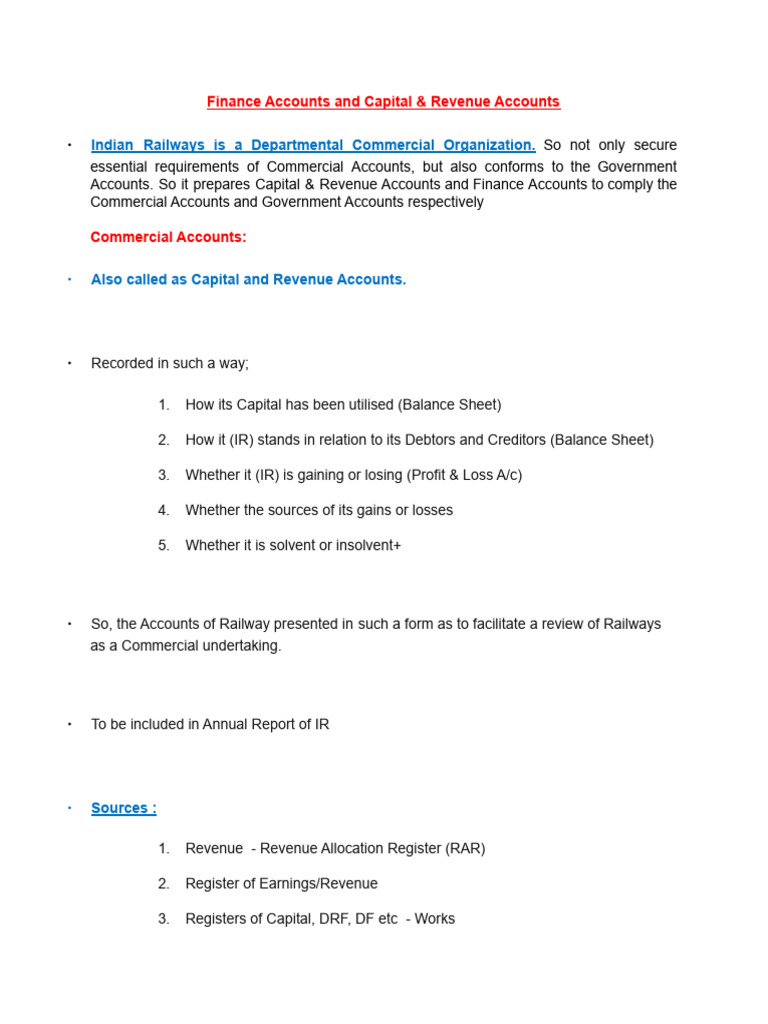 Indian Railways Finance & Accounts | PDF | Expense | Revenue