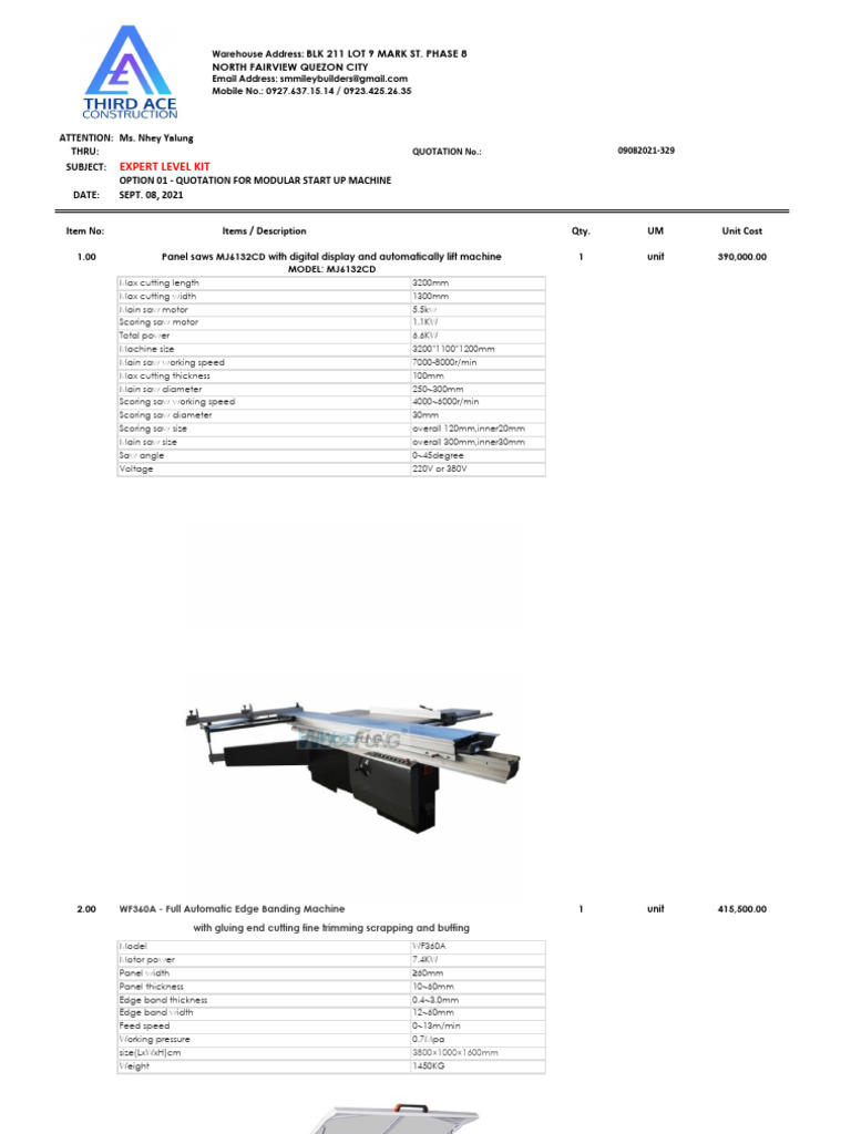 Modular Startup Machine Quotation | PDF | Industrial Processes ...