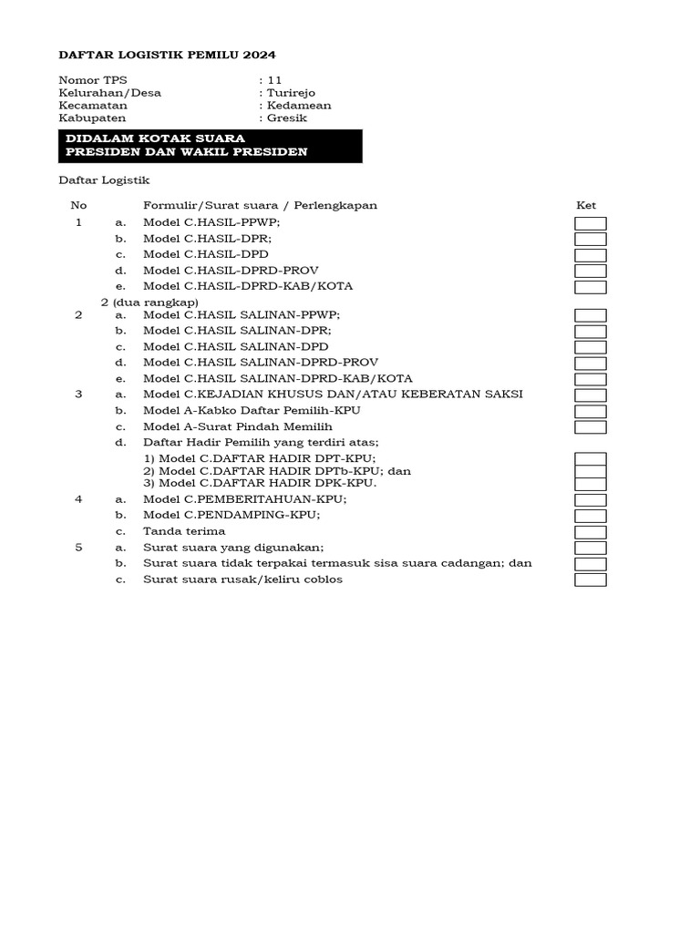 Ceklis Logistik | PDF