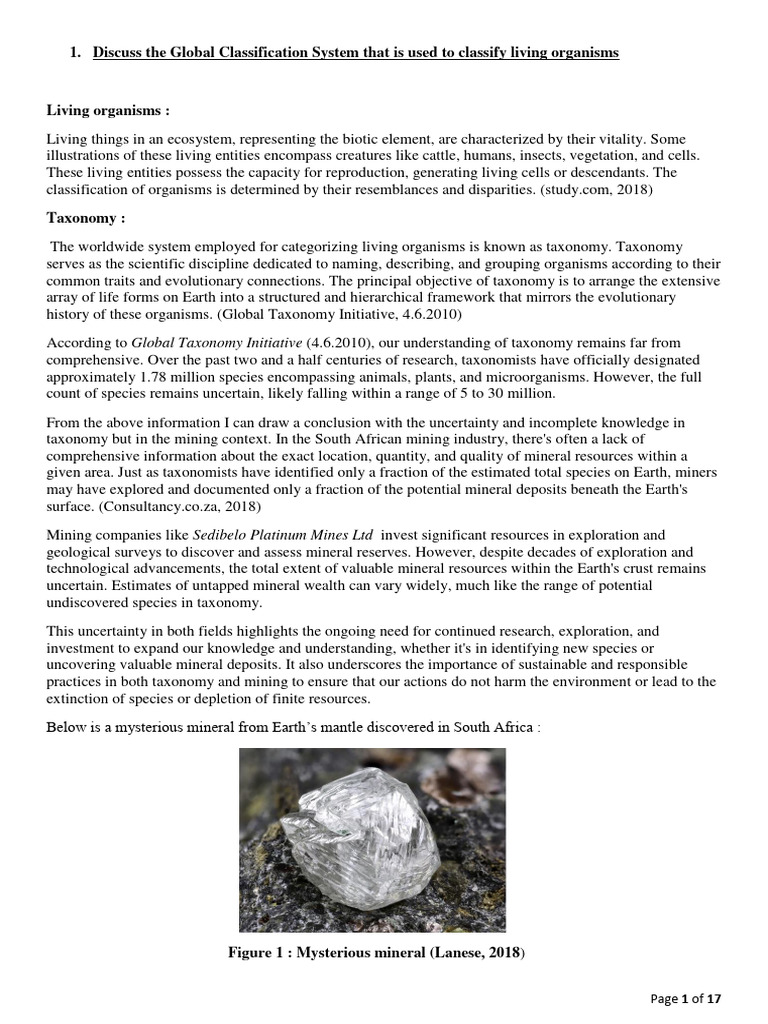 Global Taxonomy and Mining Insights | PDF | Taxonomy (Biology) | Ecosystem