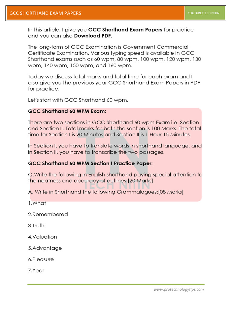 GCC Shorthand Exam Papers & Practice | PDF | Goods | Insurance