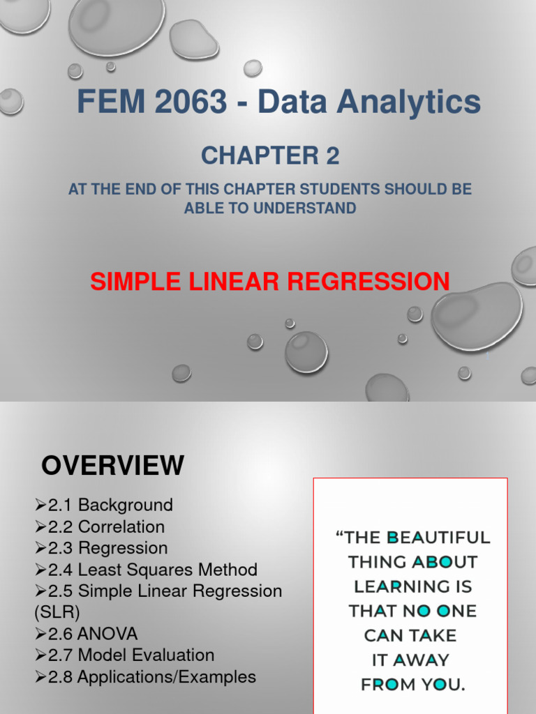 Chapter 2 Simple Linear Regression | PDF | Errors And Residuals | Regression Analysis