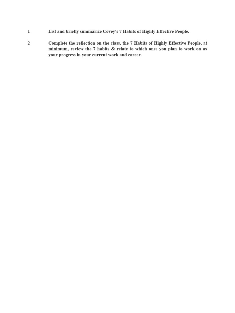 QUIZ - 7 Habit's Steven Covey | PDF | Psychology | Psychological Concepts