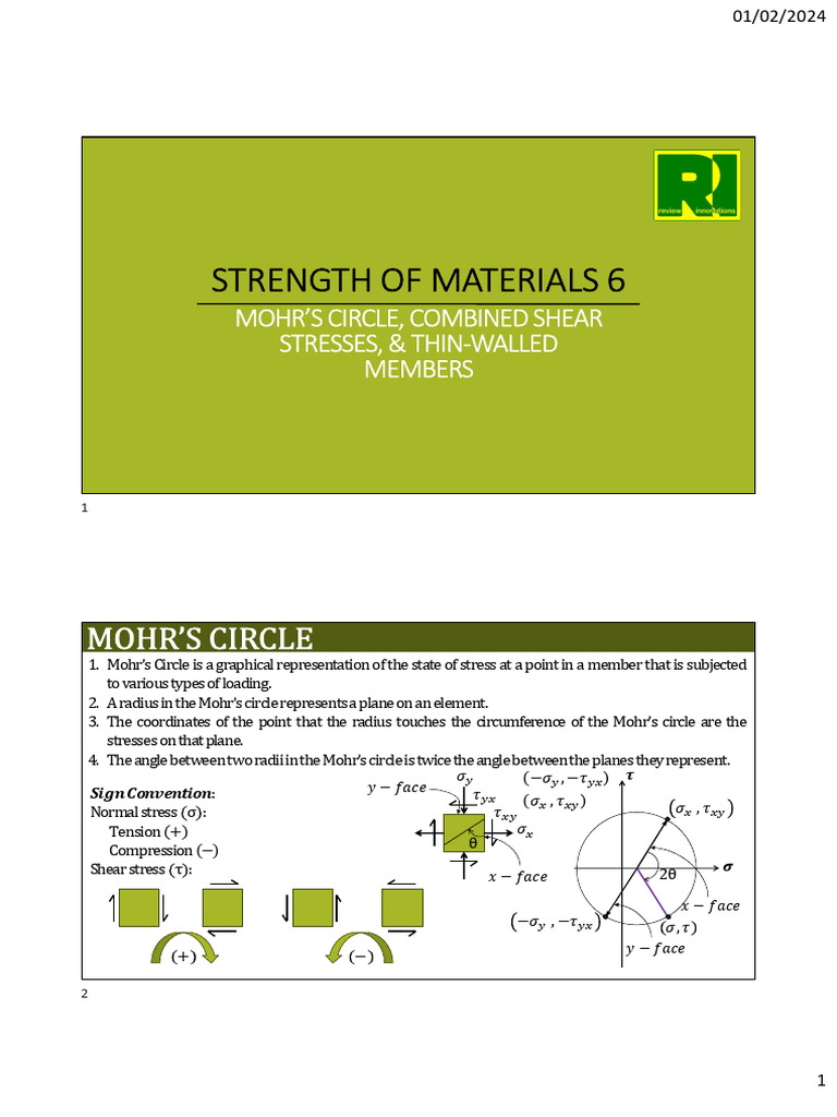 April 2024 CE REVIEW - STRENGTH OF MATERIALS 6 - F2F | PDF | Stress (Mechanics) | Pascal (Unit)