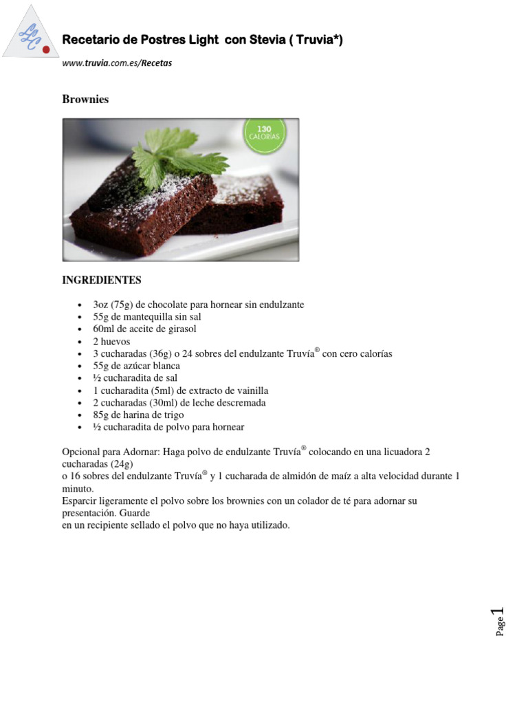 Recetario Postres Light con Truvia | PDF | Postres | Cocinando