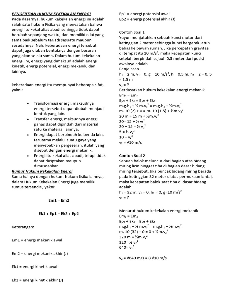 Materi Hukum Kekekalan Energi | PDF