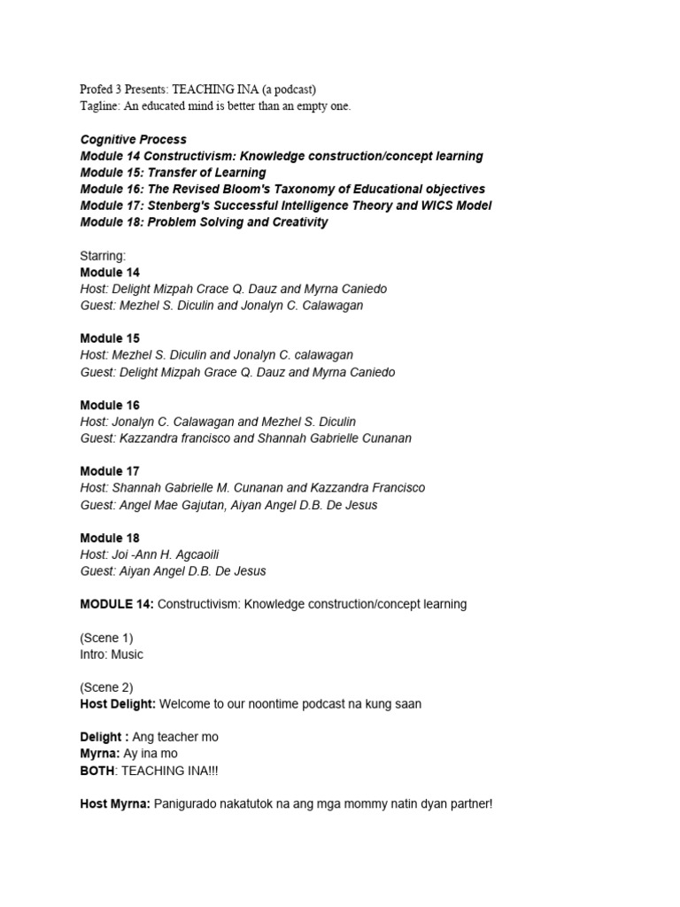 Group 4 Script Podcast 1 | PDF | Concept | Constructivism (Philosophy ...