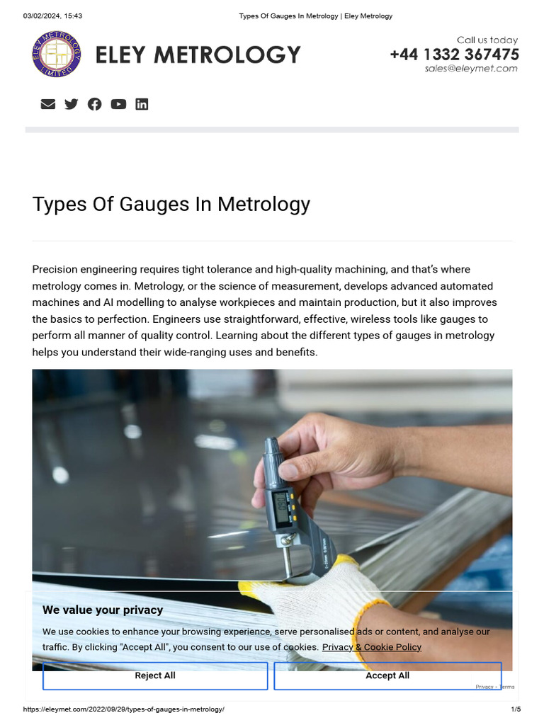 Types of Gauges in Metrology | PDF