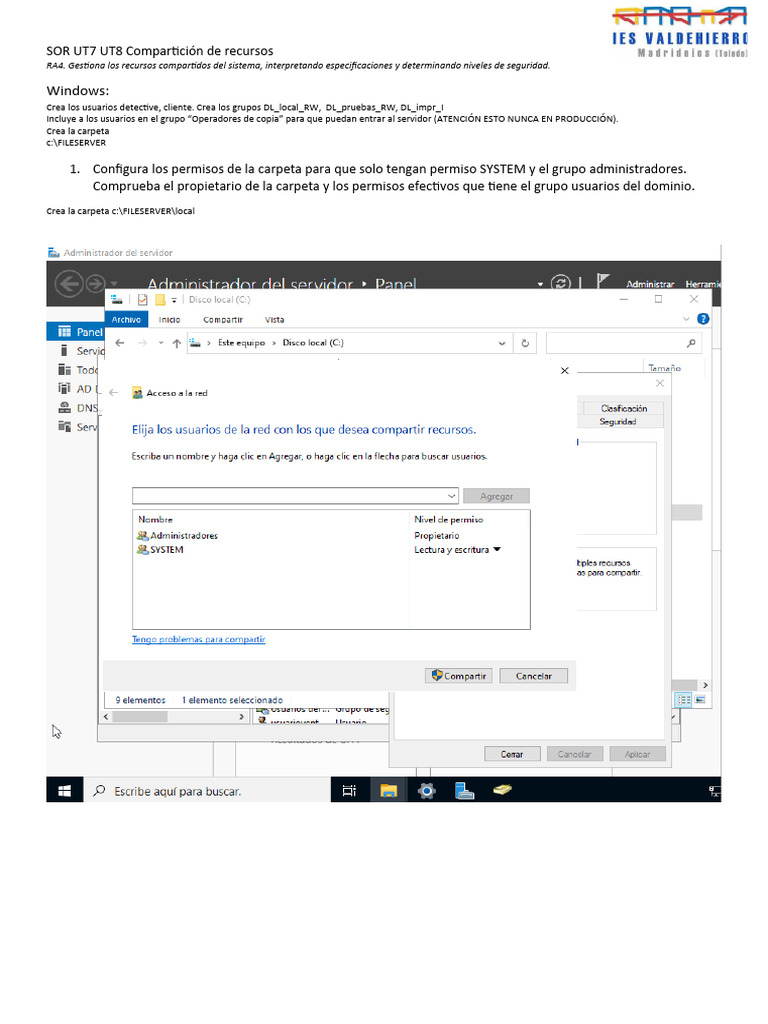 Sor Examen Compartirrecursos Ut7ut8 | PDF | Archivo de computadora | Ciencias de la Computación