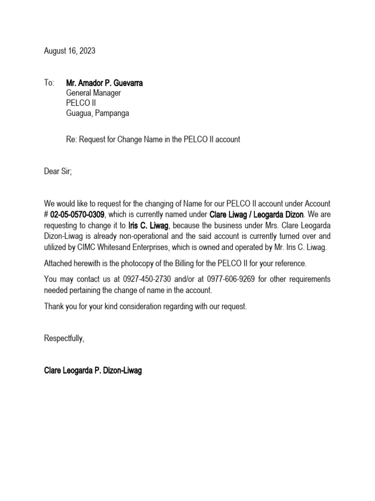 PELCO II Request Letter | PDF