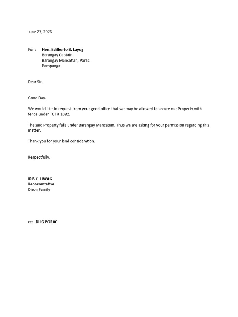 Request for Fencing Permit | PDF