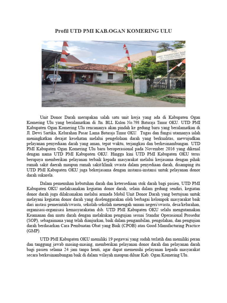 Profil UTD PMI KAB | PDF | Kesehatan Holistik | Gaya Hidup